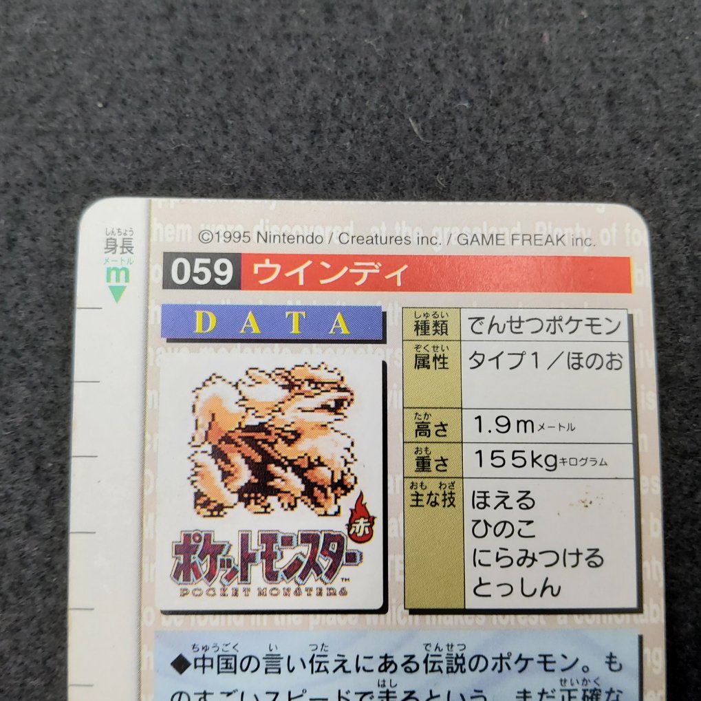 Pokemon Carddass 1996 Green – File No.059 Arcanin / Arcanine – Retro Japan